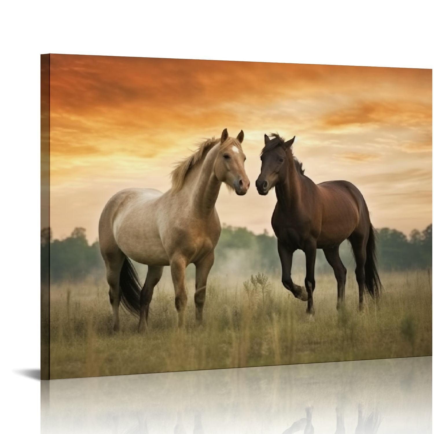 COMIO Animal Horses Wall Art Painting - Wildlife Canvas Picture Western ...