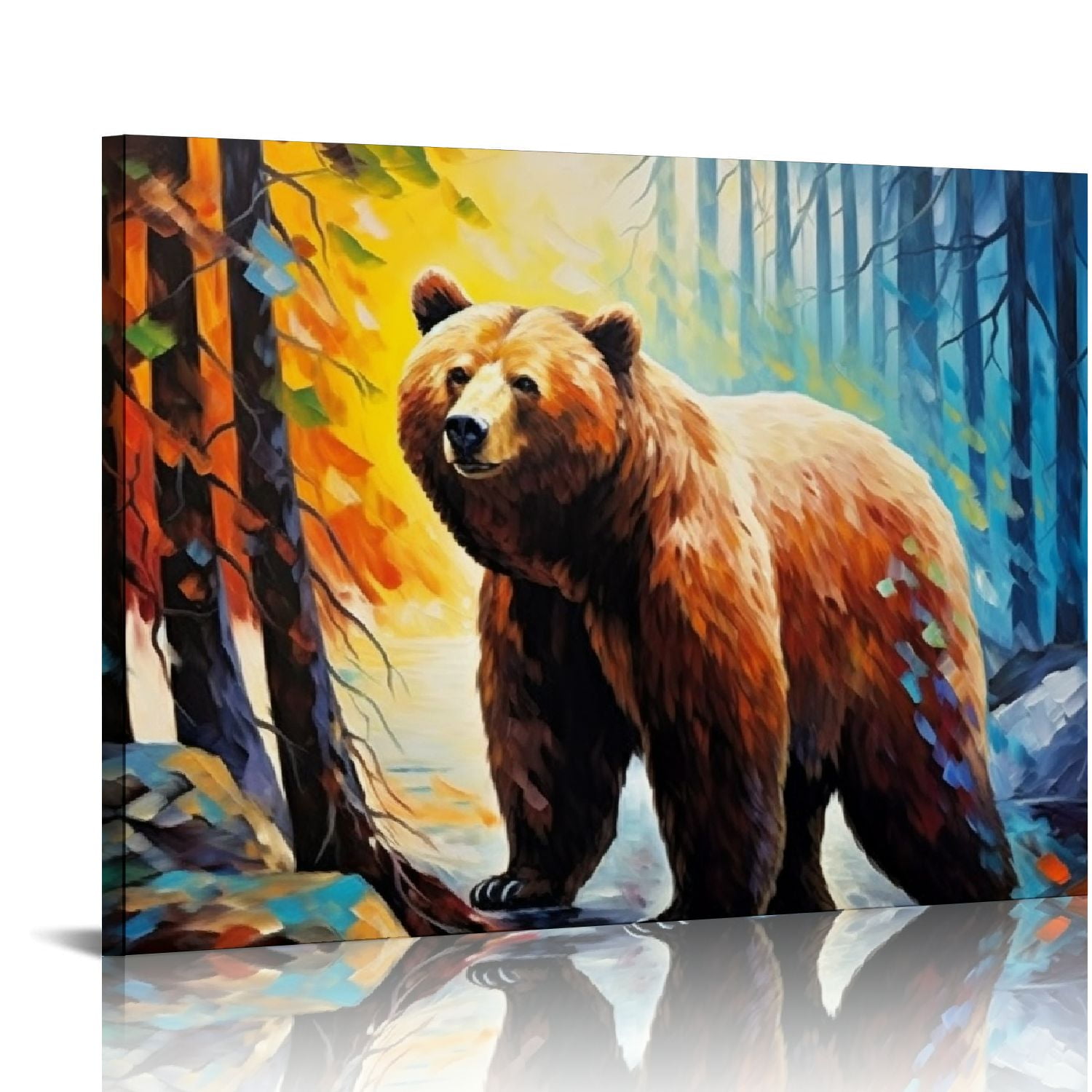 COMIO Animal Painting On Canvas Wall Art Abstract Colorful Animal Bear ...