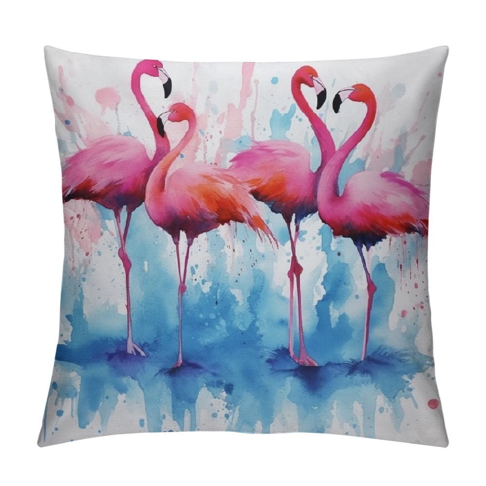 MLJA Animal Throw Pillow Cushion Cover, Flamingos Love Birds Feather ...