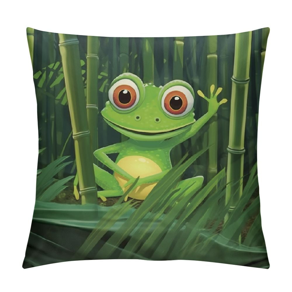 MLJA Animal Throw Pillow Cushion Cover, Funny Illustration of Friendly ...