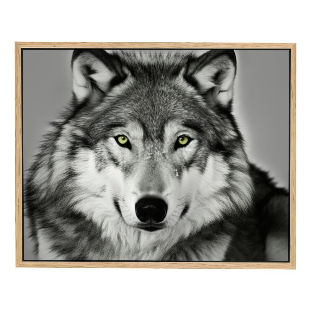COMIO Animal Wolf Satin Canvas Print with Wooden Frame 16x12in ...