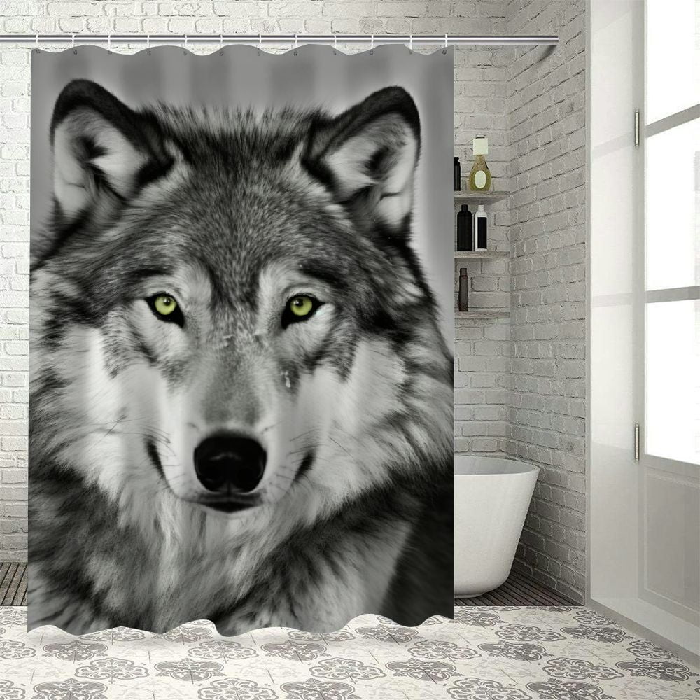 COMIO Animal Wolf Satin Shower Curtain - Multiple Sizes White - Walmart.com