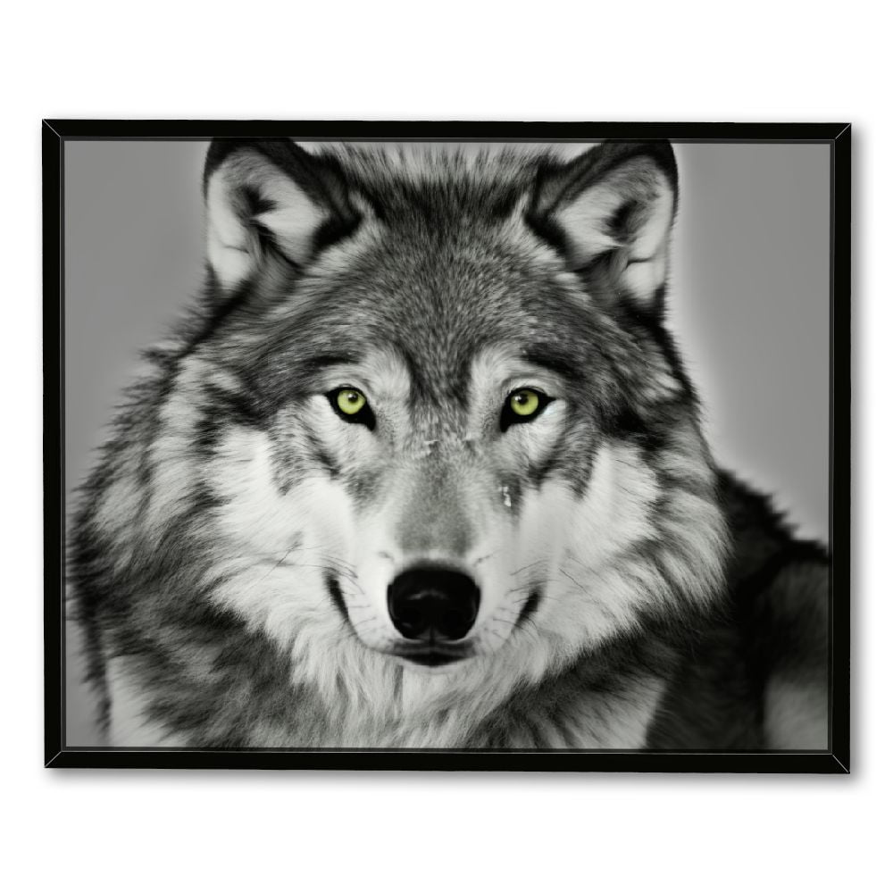 COMIO Animal Wolf Satin for Living Room Wall Decor with Black Frame ...