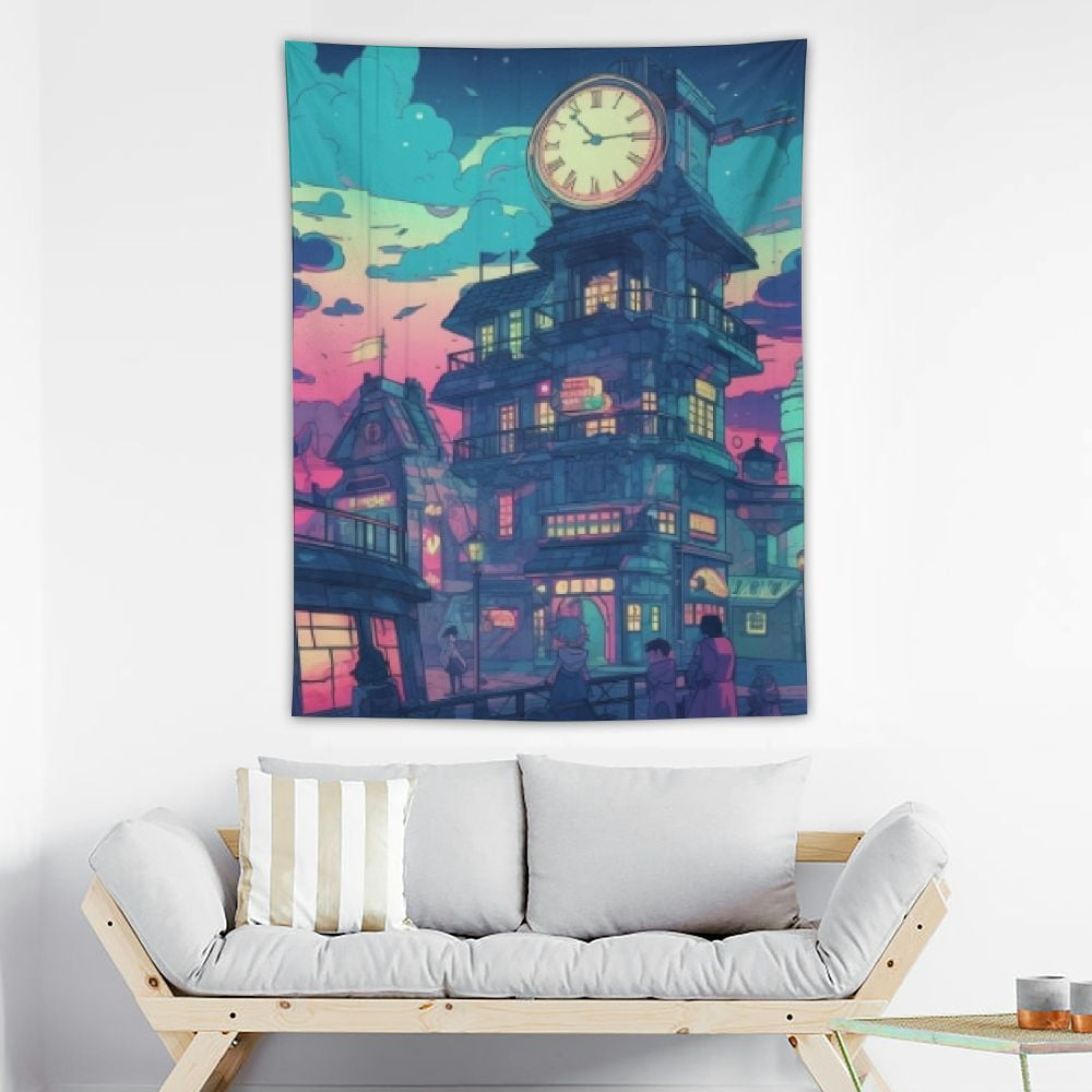 COMIO Anime Tapestry Wall Hanging Tapestries Anime Poster Night Scene ...