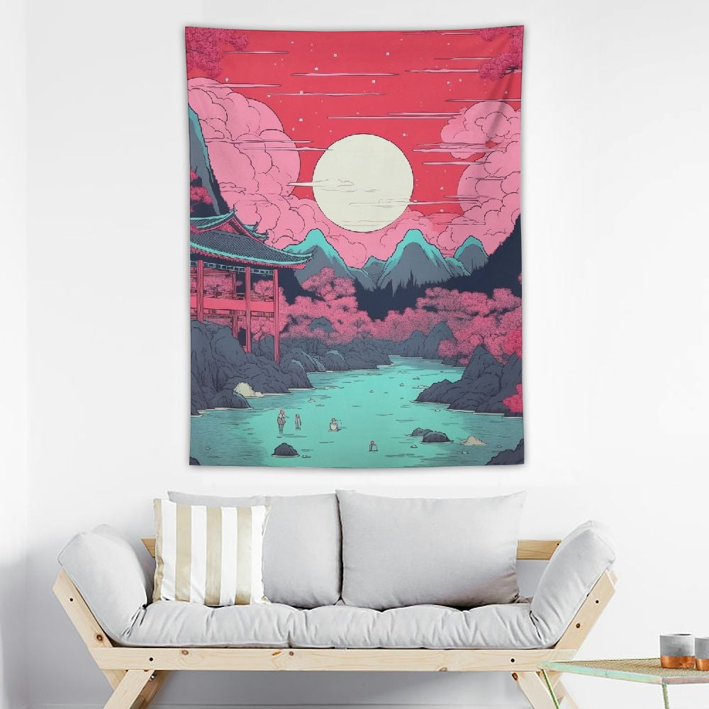 COMIO Anime Tapestry Wall Hanging Tapestries Anime Poster Night Scene ...