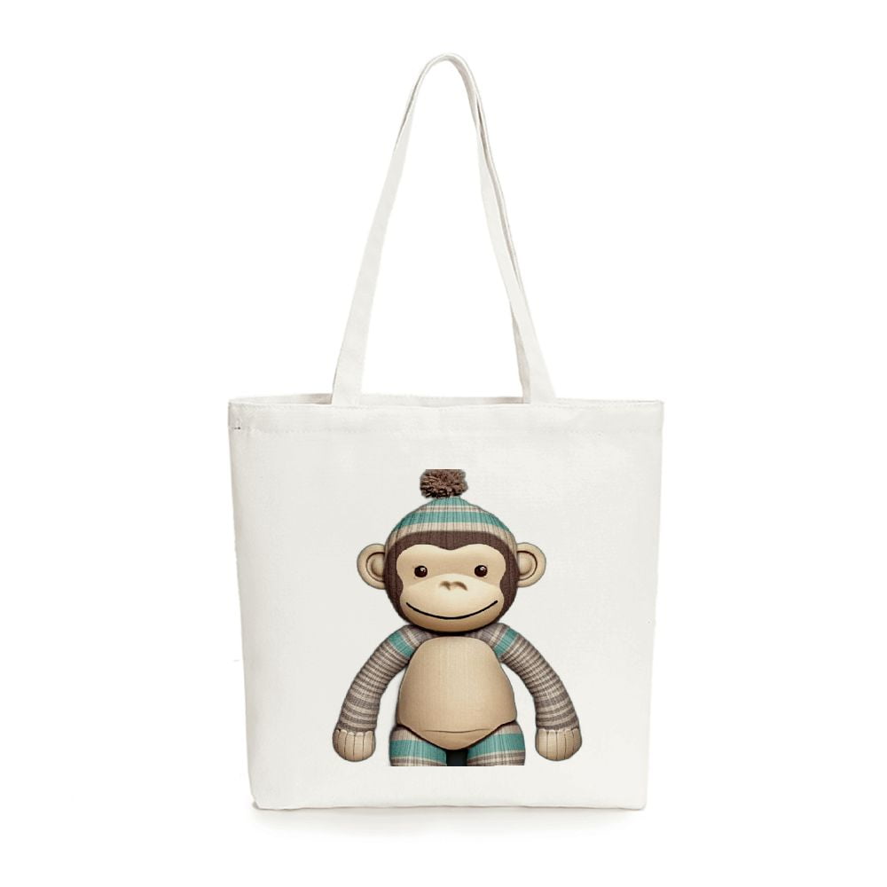 COMIO Aqua Sock Monkey Tote Bag Canvas Tote - Walmart.com