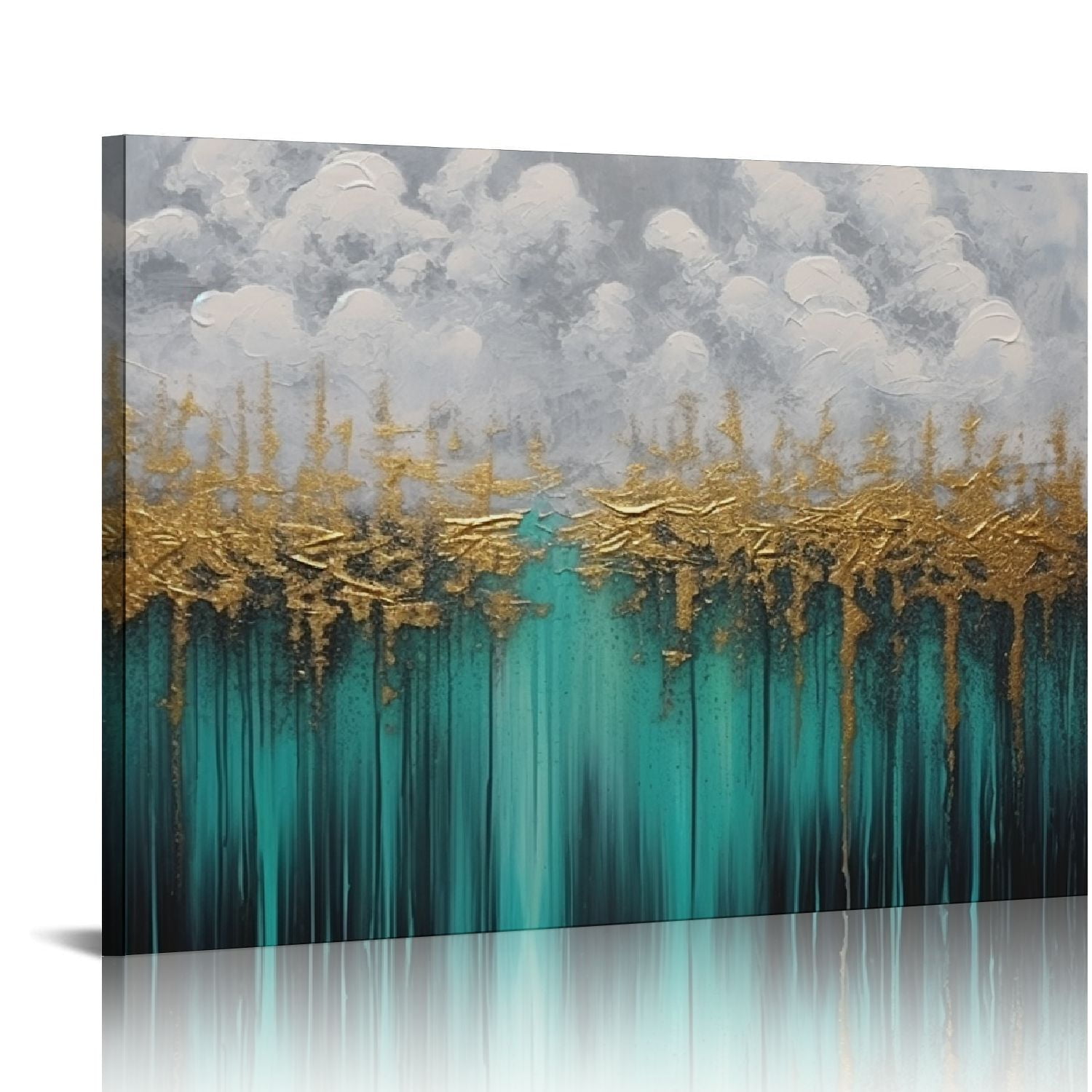 COMIO Ardemi Tea Mountain Abstract Canvas Wall Art Natural Gold ...