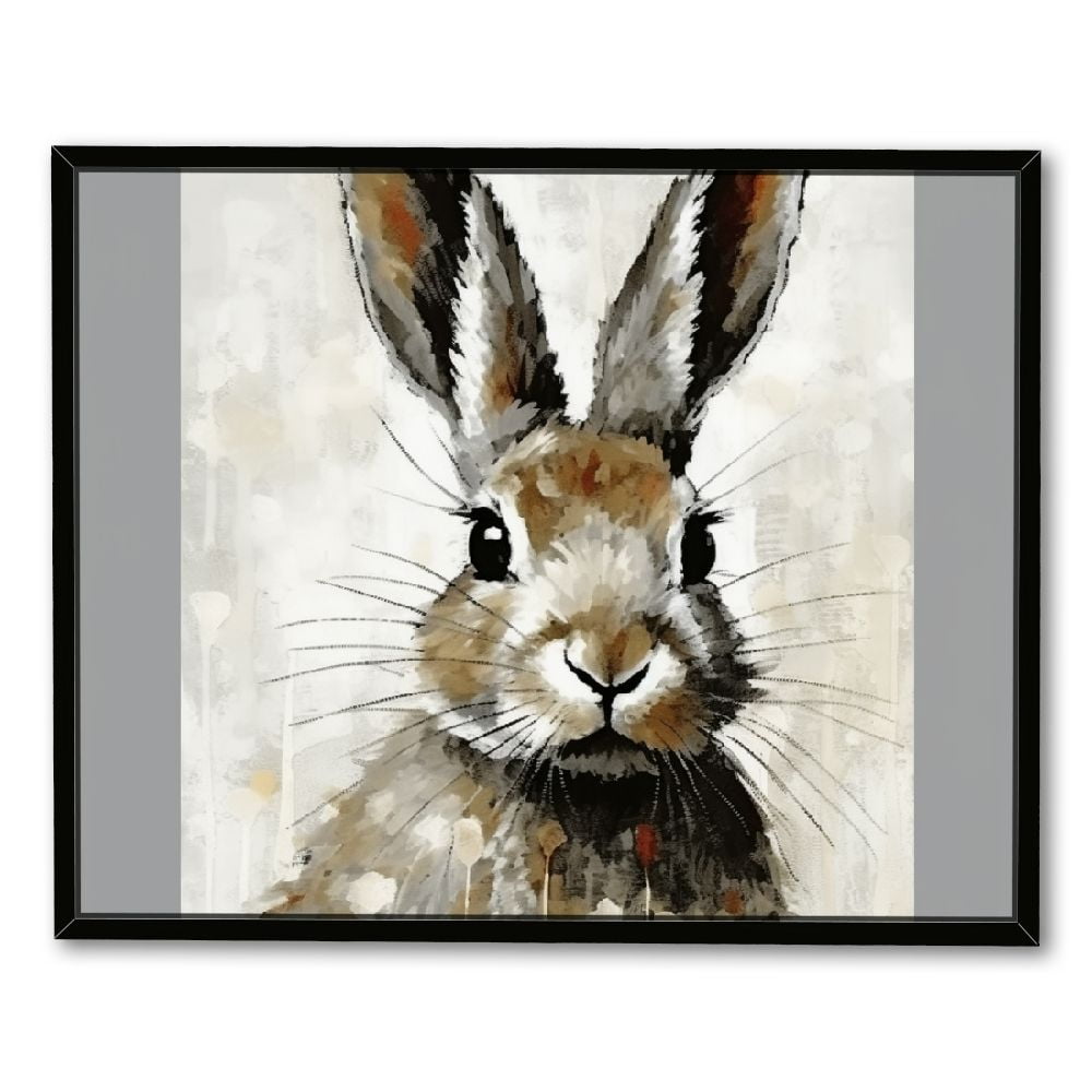 COMIO Art Modern Rabbit Newspaper Collage Grey Gold 16x12in / 20x16in ...