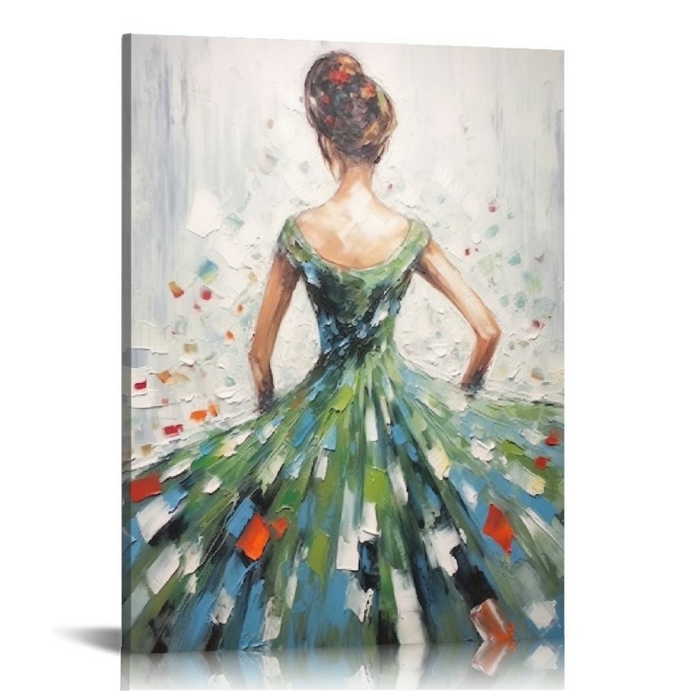 COMIO Art,Painted Beautiful Ballet Girl Vertical Abstract Figure Canvas ...
