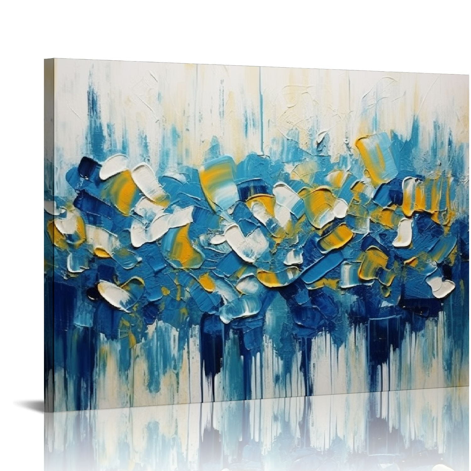 COMIO Art Paintings,3D Hand Painted on Canvas Teal Blue Rhapsody ...