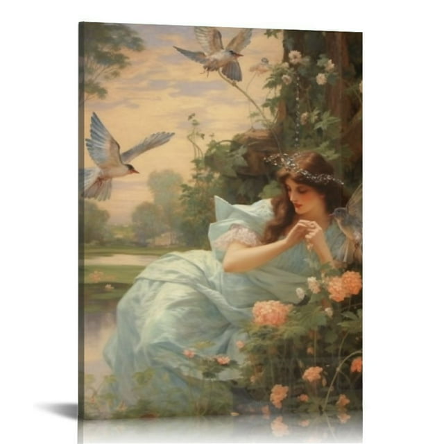 COMIO Art Poster by Hans Zatzka Fairies in A Landscape with Swans ...