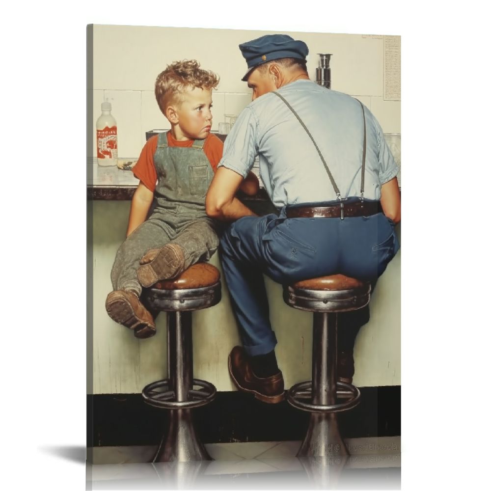 COMIO Art Posters Norman Rockwell Police Boy Chair Hat Aesthetic ...