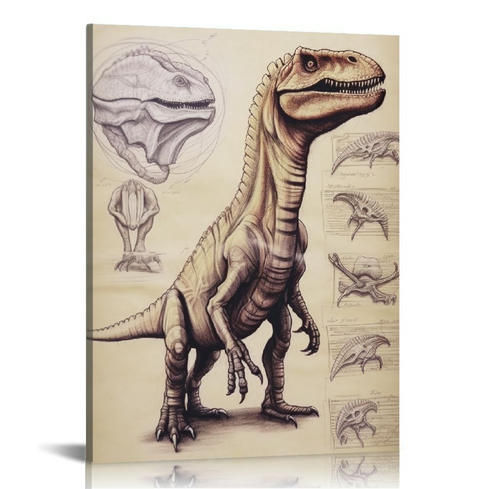 COMIO Art Print Wall Decor, Tyrannosaurus Rex Dinosaur, Da Vinci Style ...