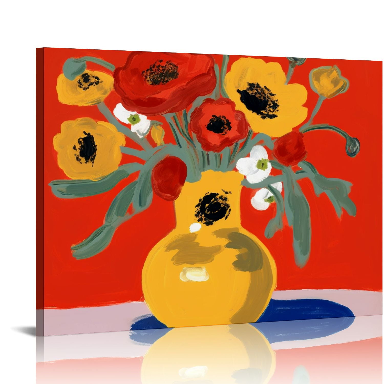 COMIO Art Red Poppies and Daisies Large Canvas Prints Wall Art of Van ...