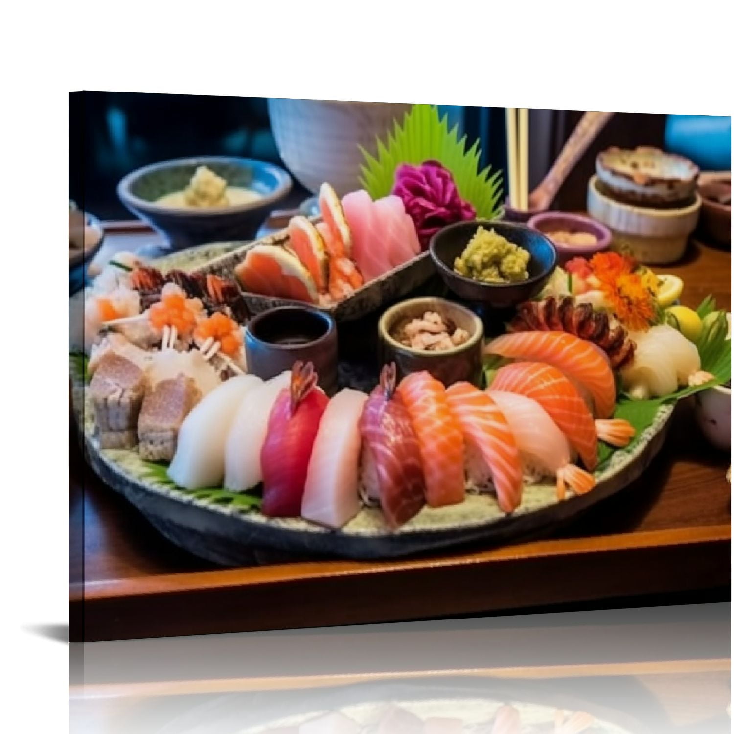 COMIO Art Wall Painting Selective focus decorated sashimi set a bowl ...