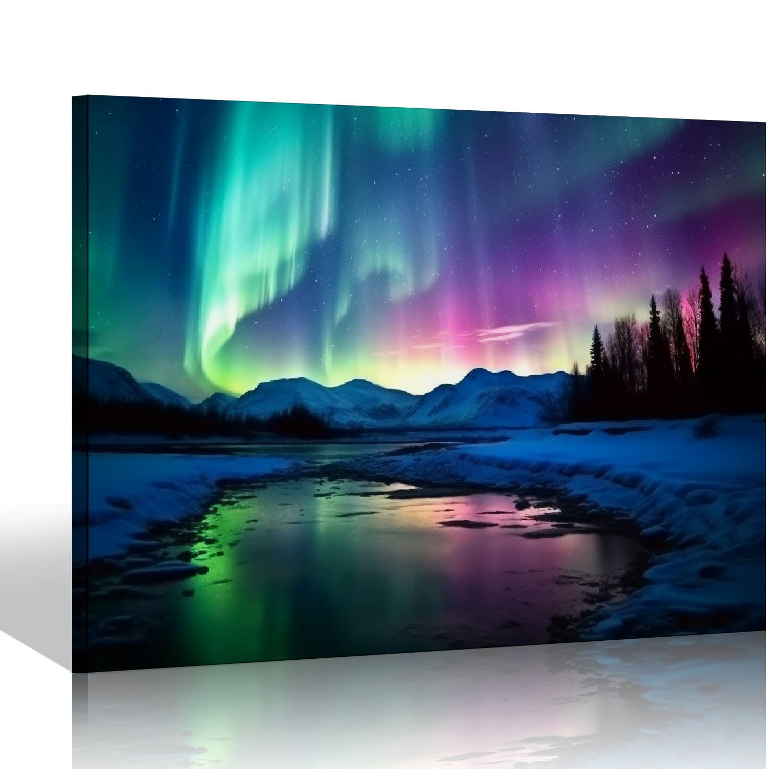 COMIO Aurora Borealis Canvas Northern Lights Wall Art Picture Alaska ...