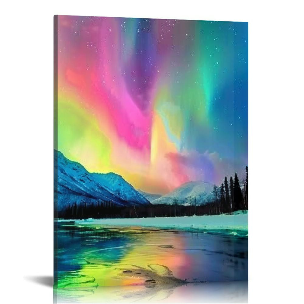 COMIO Aurora Borealis Canvas Wall Art Northern Lights Canvas Print ...