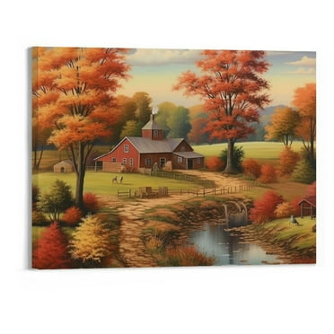 Canvas Wall Decor for Bedroom Autumn Charm Fall Pumpkins Flowers Canvas ...