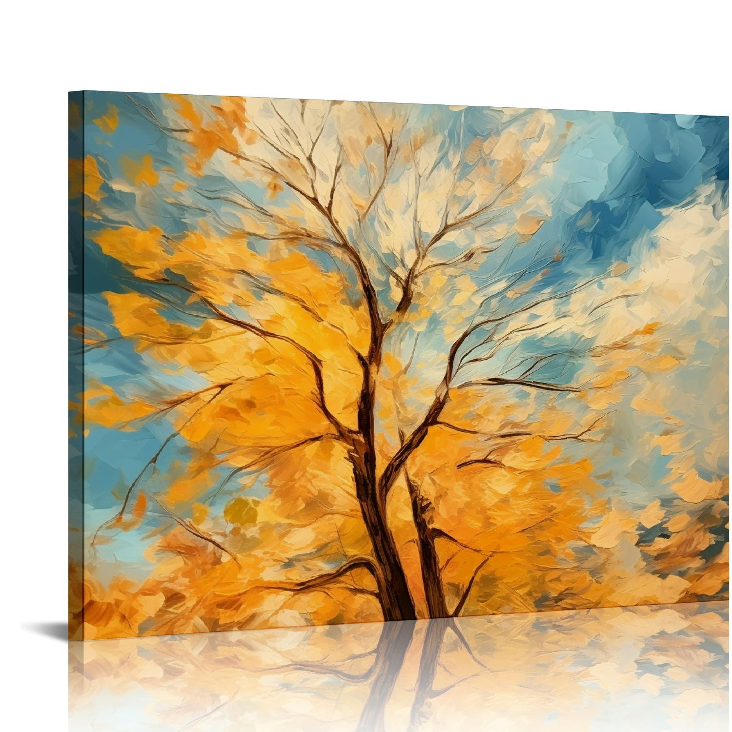 COMIO Autumn Tree Wall Art Decor Fall Tree Modern Abstract Artwork ...