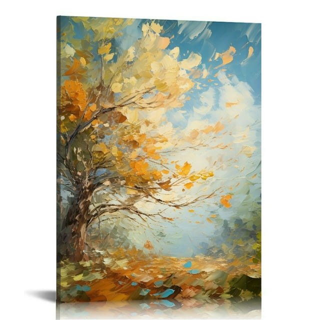 COMIO Autumn Tree Wall Art Decor Modern Abstract Artwork Canvas ...