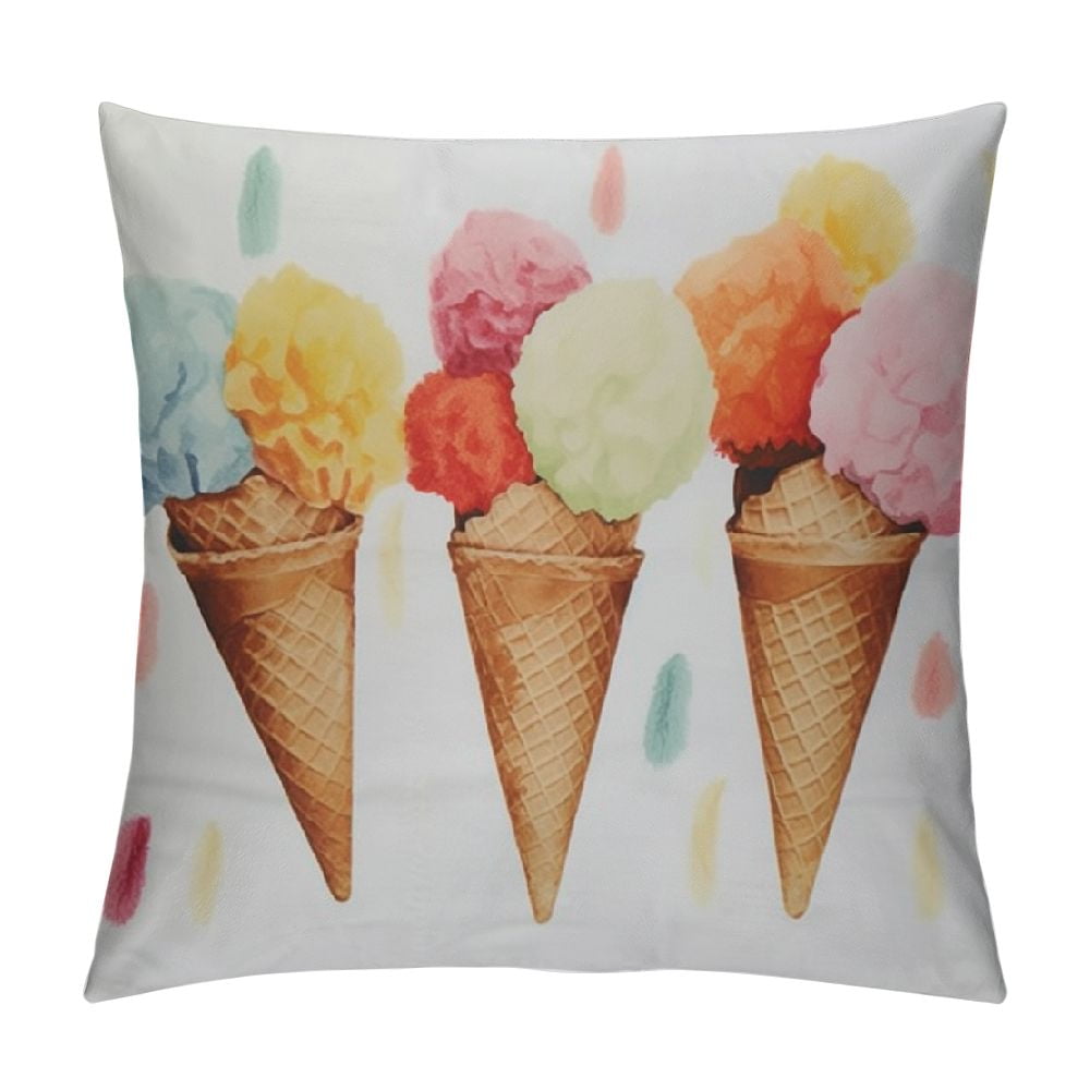 COMIO Avery Quinn Collection Ice Cream Cones Pom Throw Pillow with Poly ...