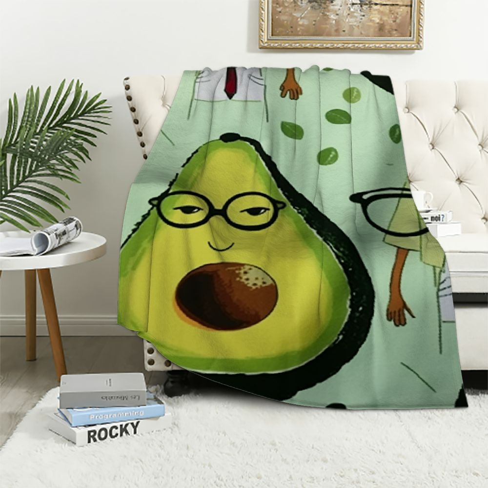 COMIO Avocado Flannel Blanket, Soft Fuzzy Plush Avocado Printed Throw ...