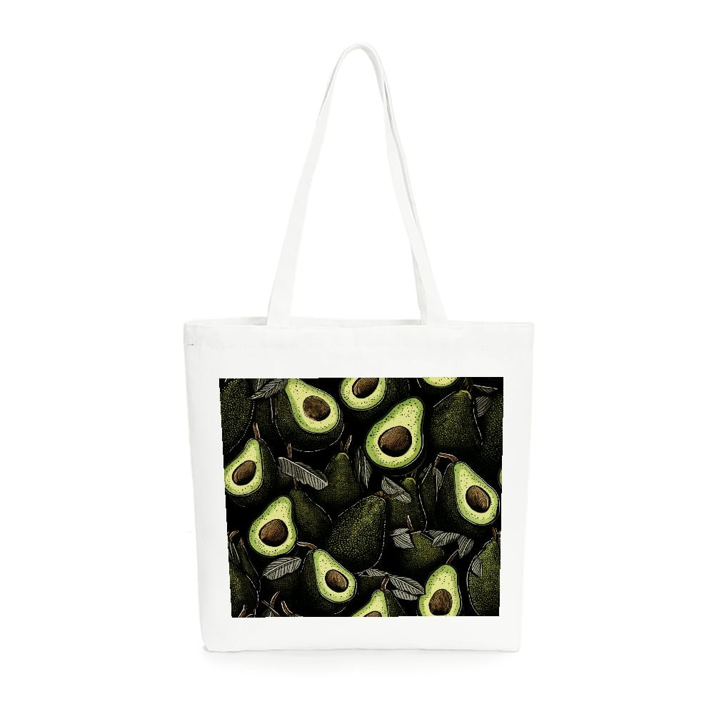 COMIO Avocado Pattern Canvas Tote Bag Reusable Grocery Bags Tote ...
