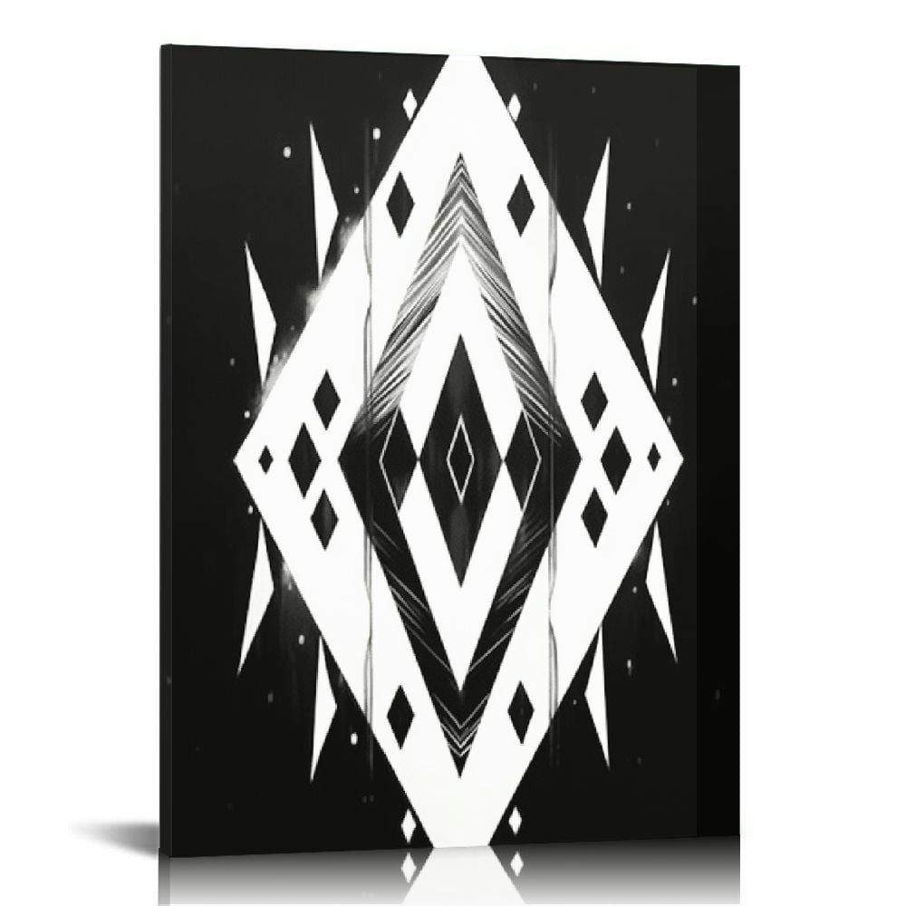 COMIO Aztec Wall Art Framed Canvas Aztec Wall Decor Black White Aztec ...