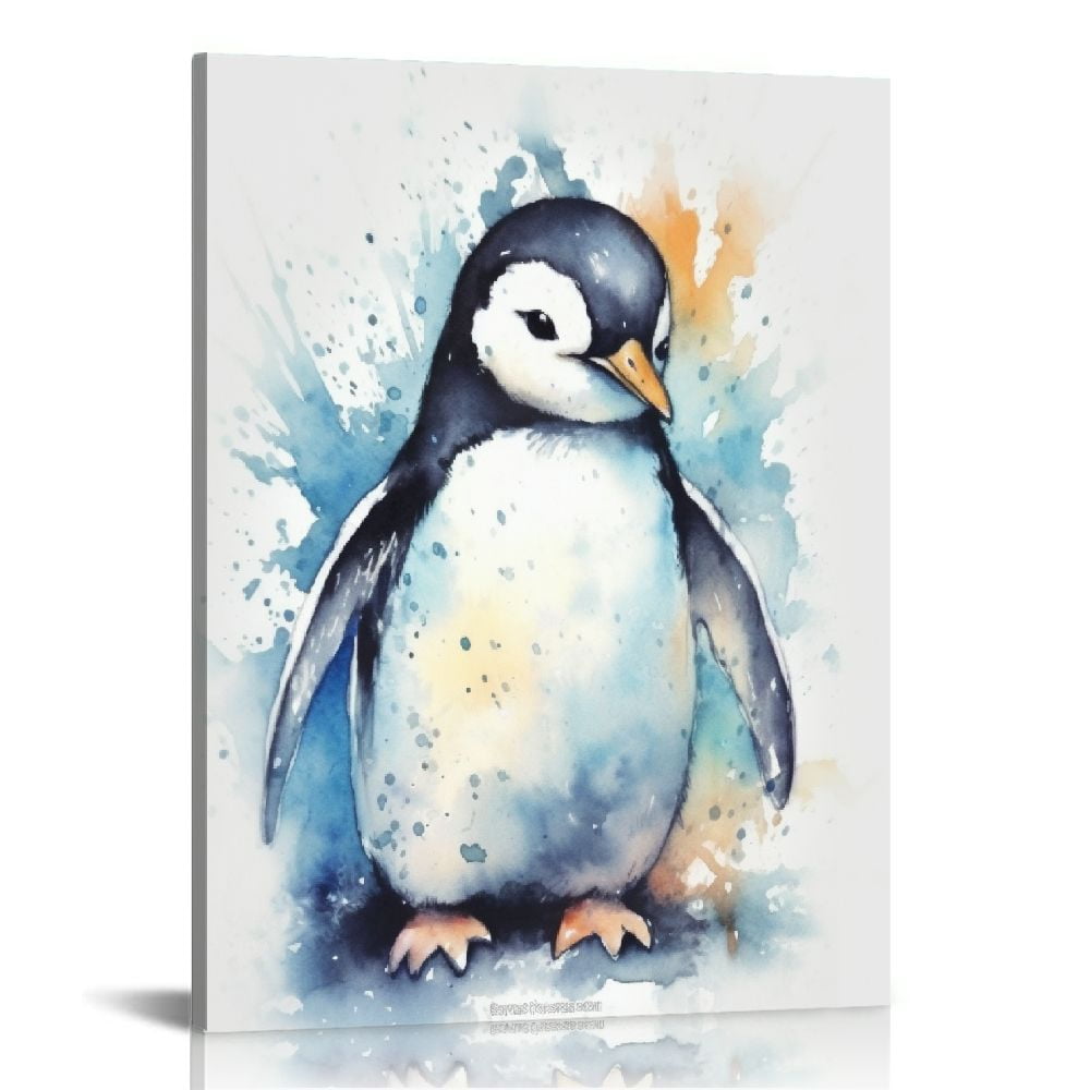 COMIO Baby Penguin Abstract Watercolor Wall Art Prints, Animal Pictures ...