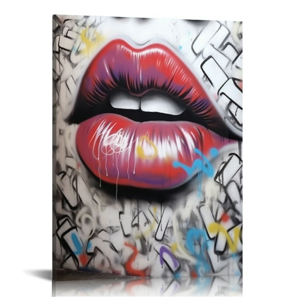 QZHH Banksy Abstract Graffiti Canvas Wall Art, Lover Kissing Graffiti ...