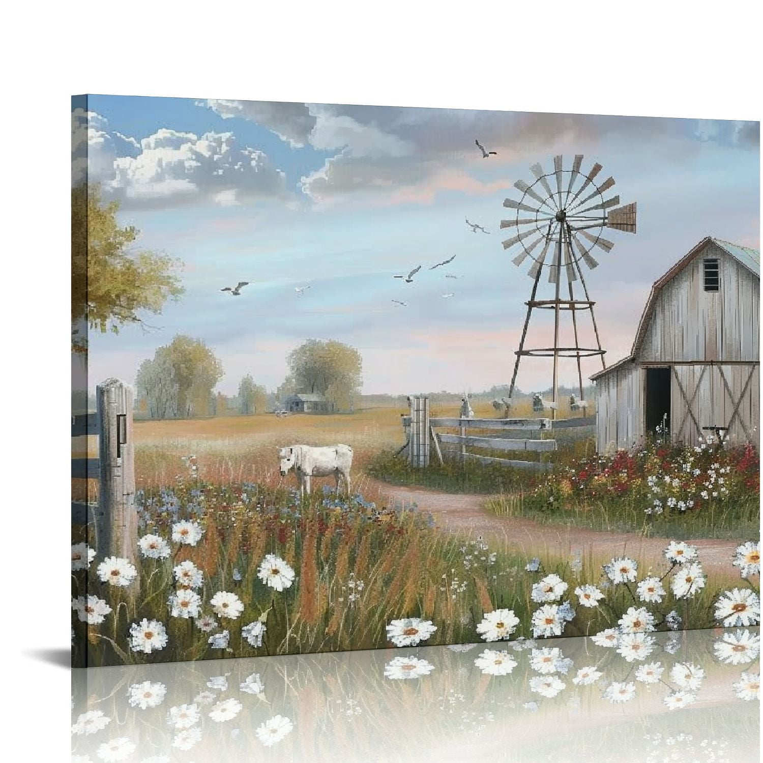 COMIO Barn Prints Farmhouse Old Barn Wall Art Barn Painting Barn and ...
