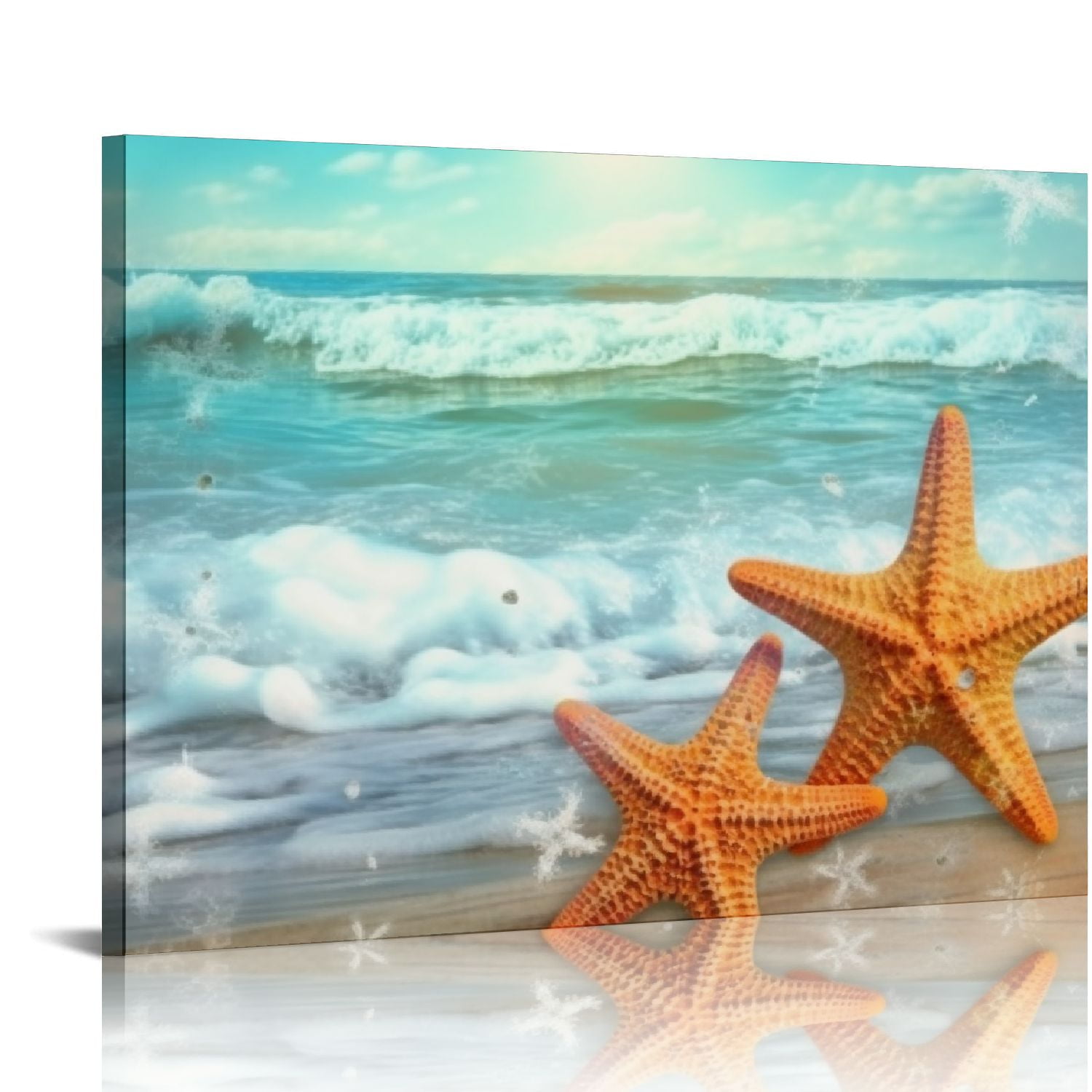 COMIO Bathroom Wall Art Board Beach Sea Starfish Wall Decor Bedroom ...