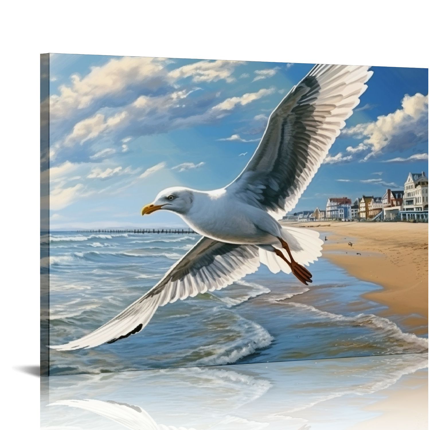 COMIO Bathroom Wall Art Coastal Décor Nautical Boat on Beach Canvas ...