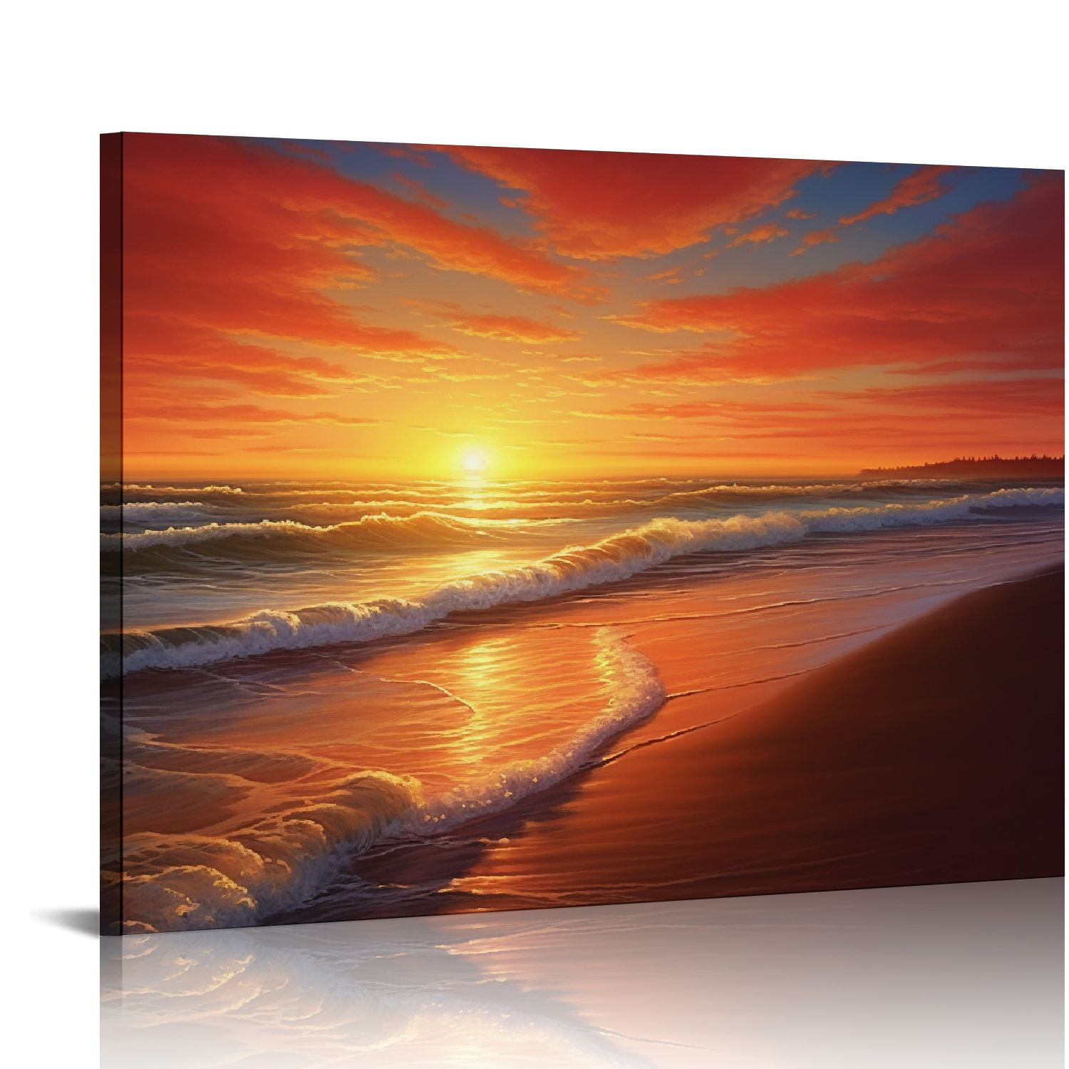COMIO Beach Canvas Wall Art, Modern Sunset Beach Art Decor, Seascape ...
