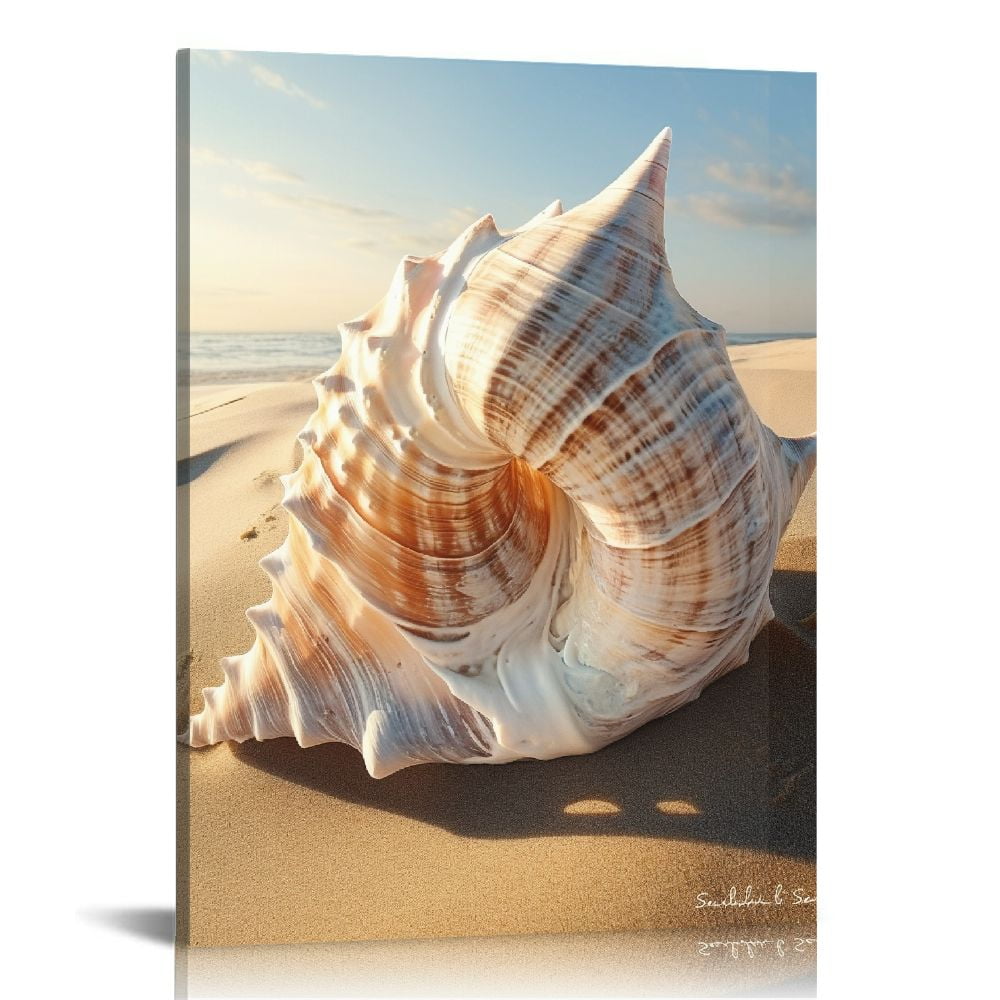 COMIO Beach Canvas Wall Art for Home Decor Blue Sea Conch Beach Wall ...