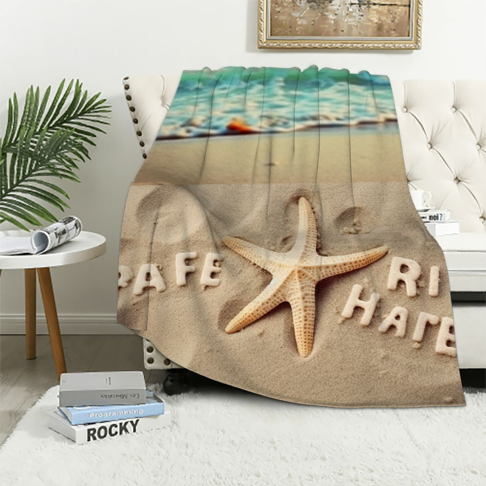 COMIO Beach Plush Throw Bed Blanket for Kids Adults Summer Beach Sea ...