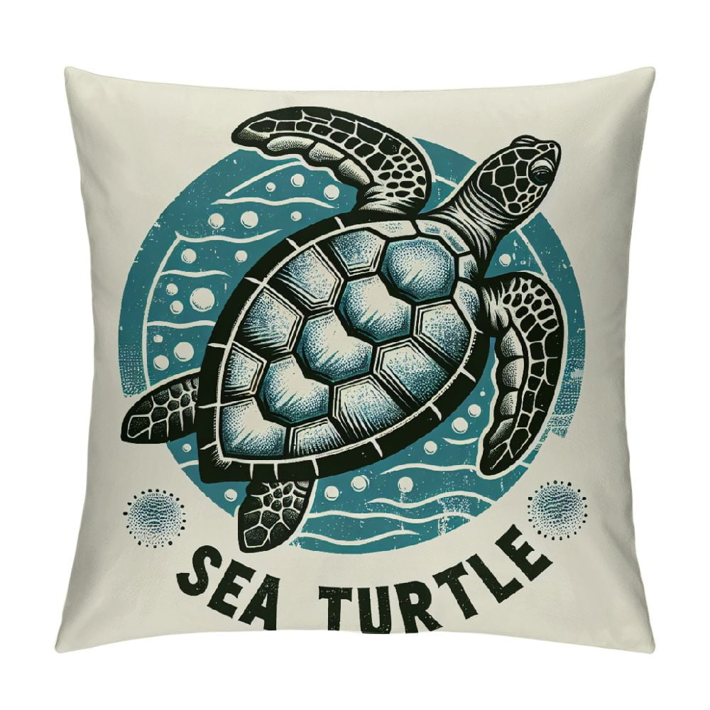QZHH Beach Room Decor Pillow Covers Nautical Coastal Sea Turtle Throw ...