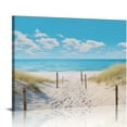 COMIO Beach Scene Bathroom Wall Art Beach Path Artwork Framed Blue Sea ...