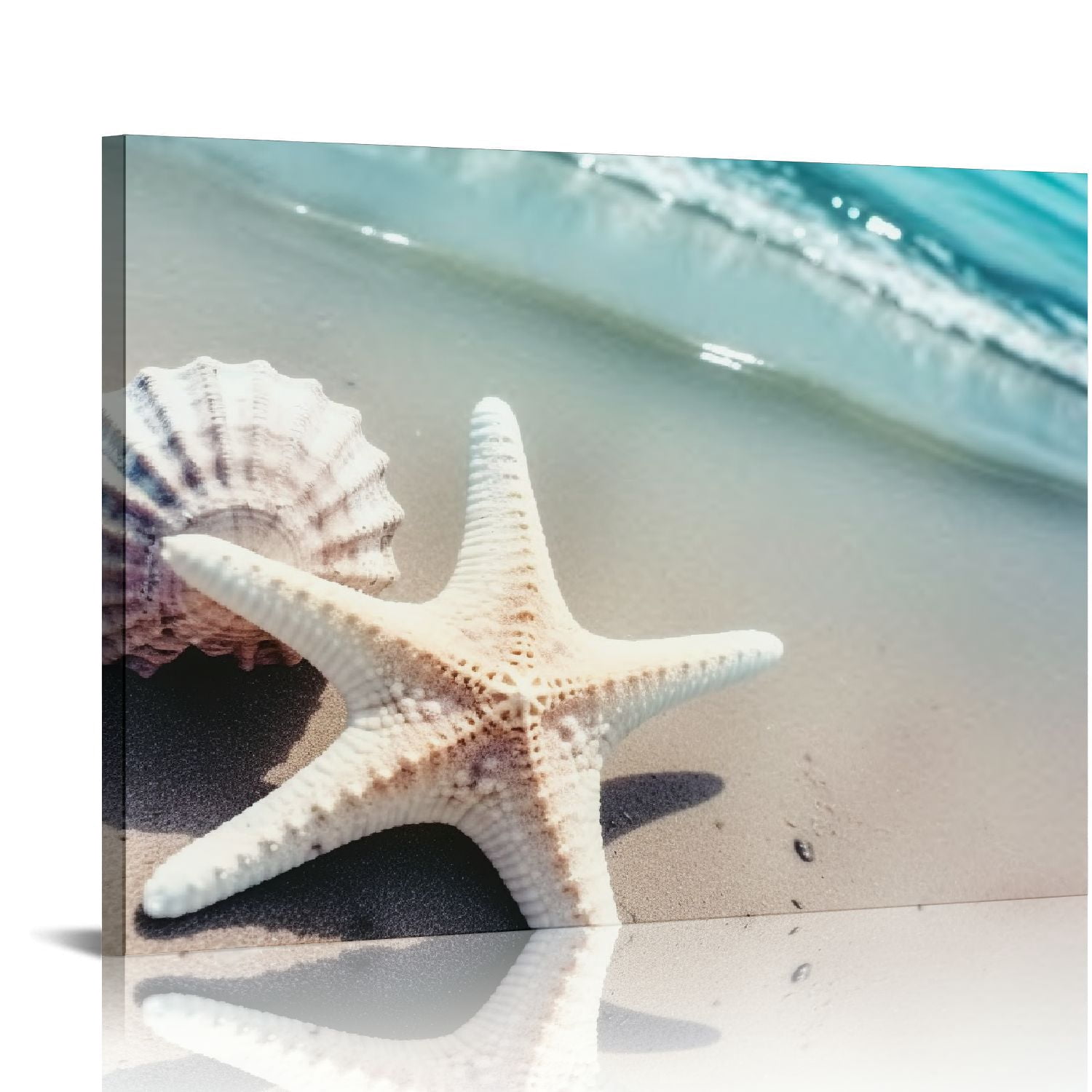 COMIO Beach Starfish Canvas Wall art Starfish and Conch in the Teal Sea ...
