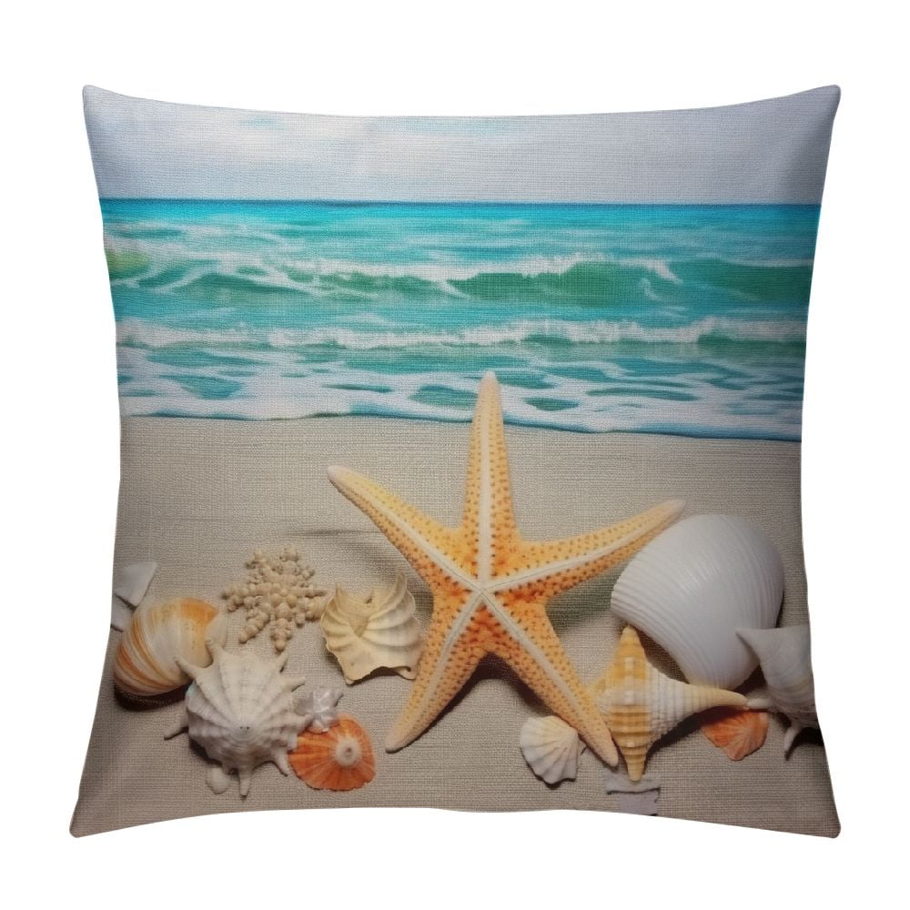 COMIO Beach Starfish Farmhouse Oblong Throw Pillow Case Starfish Shell ...