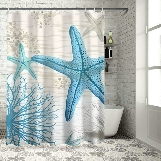 COMIO Beach Theme Nautical Blue Coral Starfish Ocean Marine Coastal ...