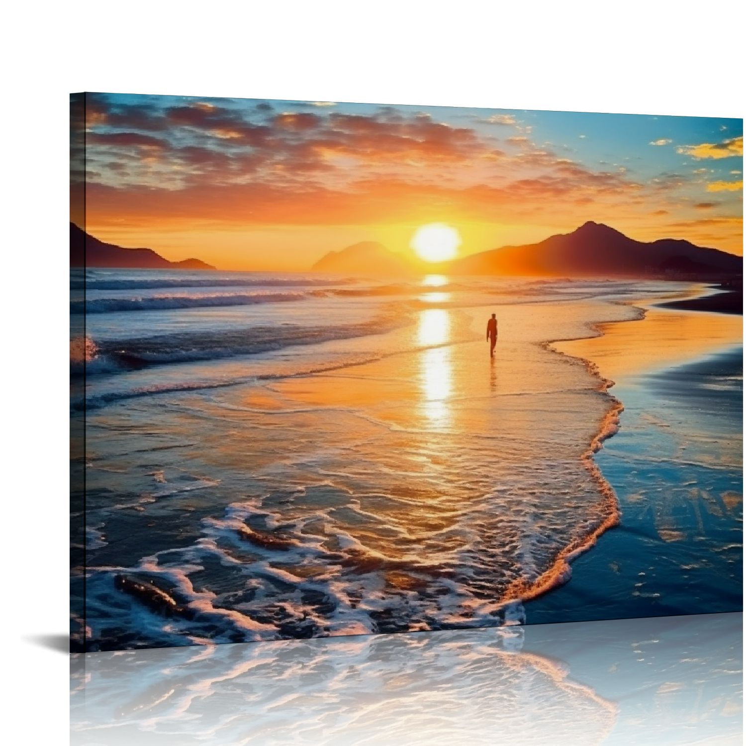 COMIO Beach Themed Wall Art Canvas Ocean Sunrise Wall Decor Tropical ...