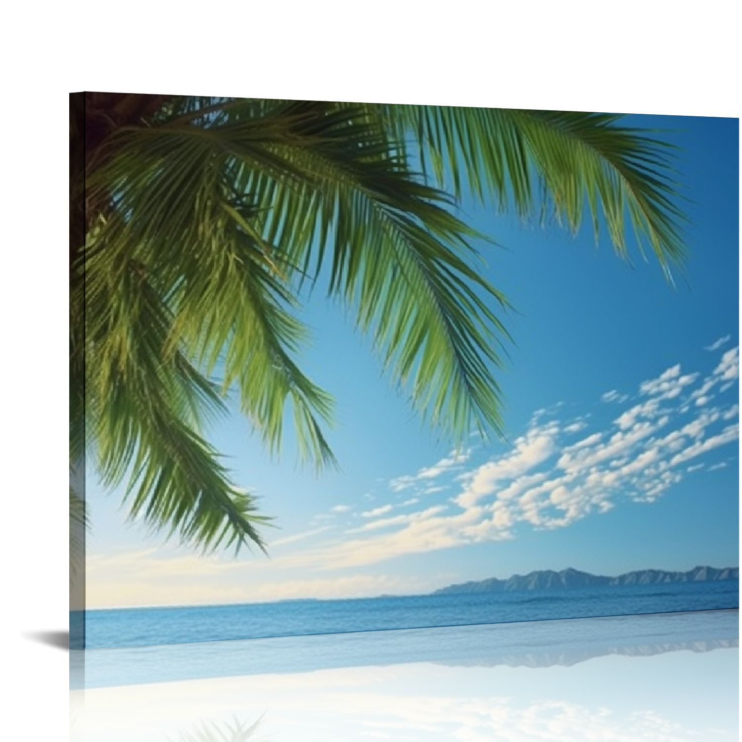 COMIO Beach Wall Art Tropical Coconut Palm Tree Ocean Blue Skyline ...