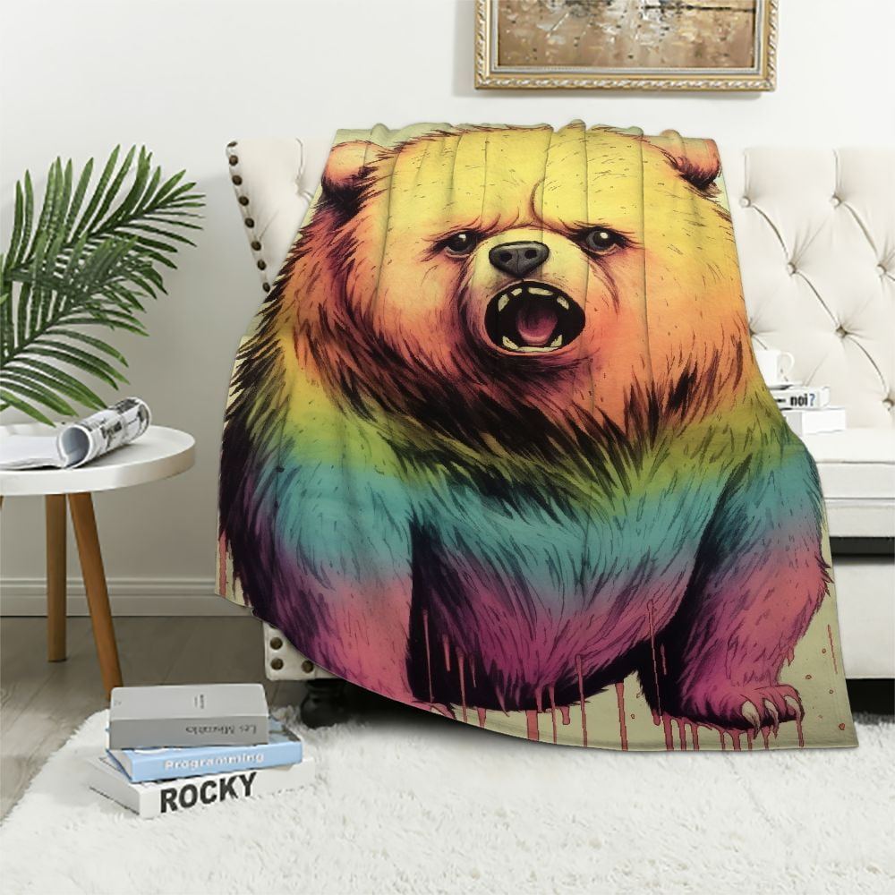 COMIO Bear Blanket, Cute Angry Bear Throw Blankets, Bear Gifts for Kids ...