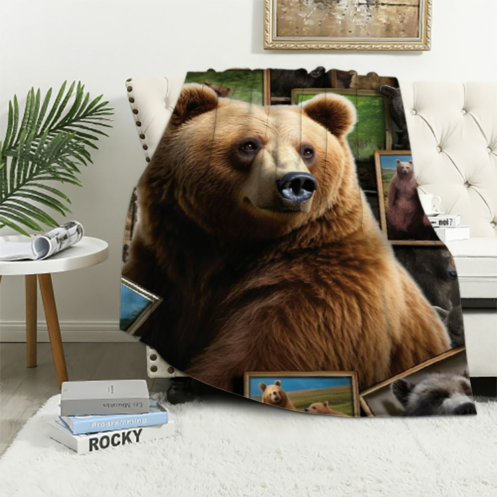 COMIO Bear Blanket Wild Animals Bear Throw Blanket Cool Bear Soft Warm ...