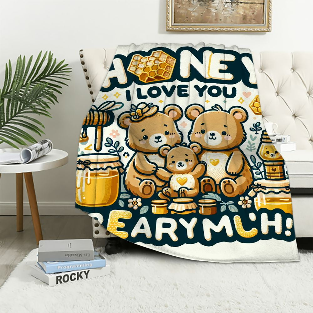 COMIO Bear Blanket for Bear Lovers - Crib Size - Soft Fuzzy Cozy ...