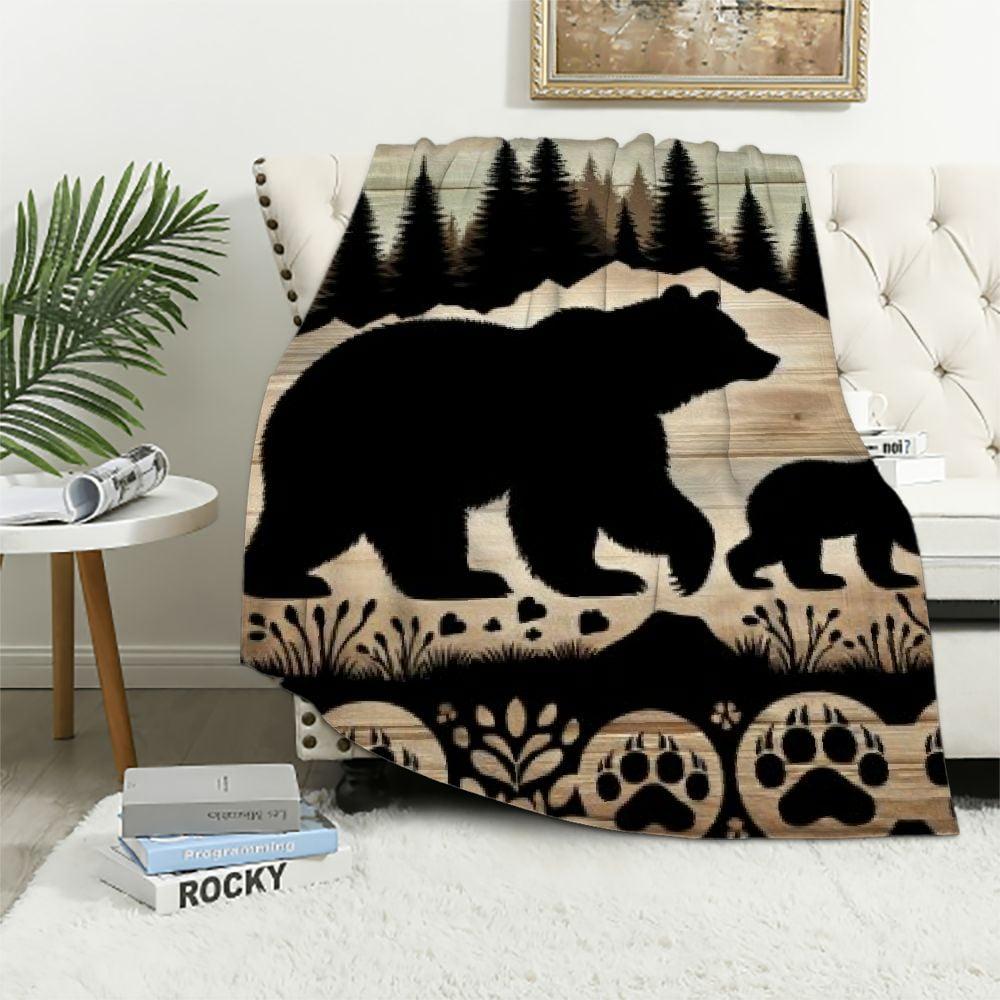 COMIO Bear Flannel Throw Blanket, Wild Animal All Season Bed Blanket ...