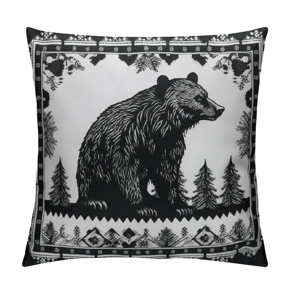 MLJA Bear Throw Pillow Cover Snow Mountain Pillow Cover for Bed Couch ...