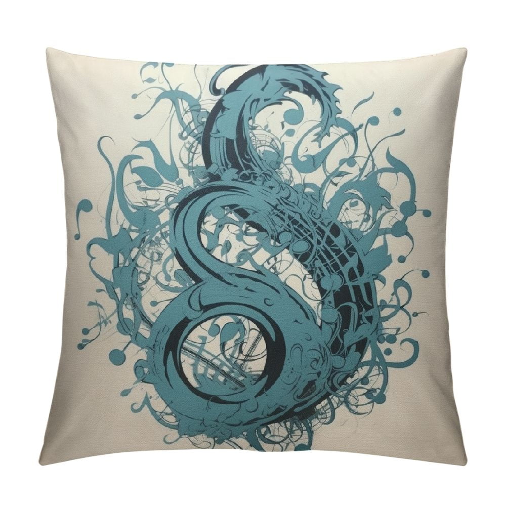 COMIO Beautiful Cool Music Notes with Splatter Swirls Throw Pillow Case ...