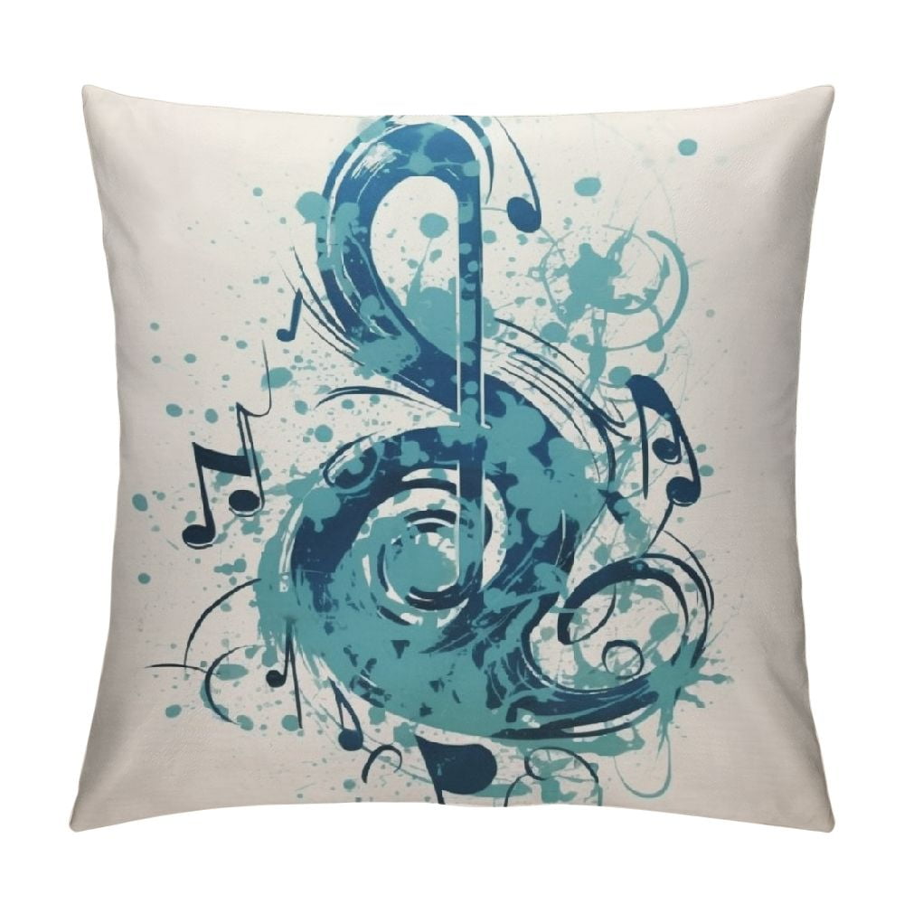 COMIO Beautiful Cool Music Notes with Splatter Swirls Throw Pillow Case ...